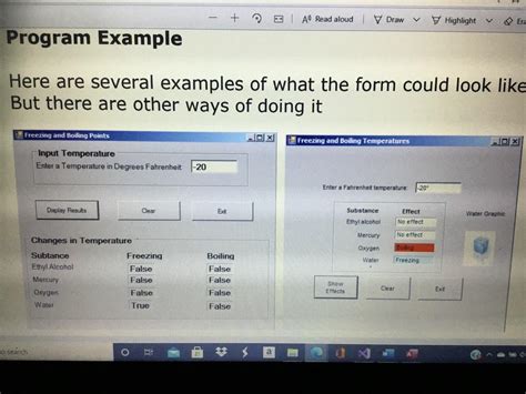 In C Create A Freezing And Boiling Points Gui