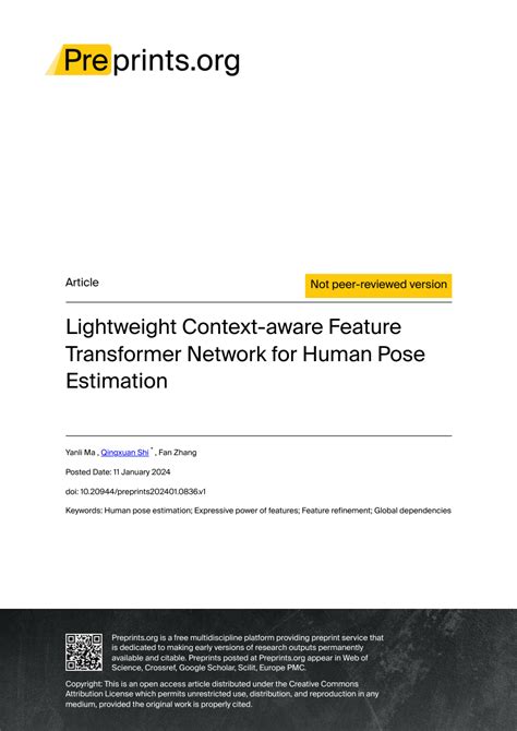 Pdf Lightweight Context Aware Feature Transformer Network For Human Pose Estimation