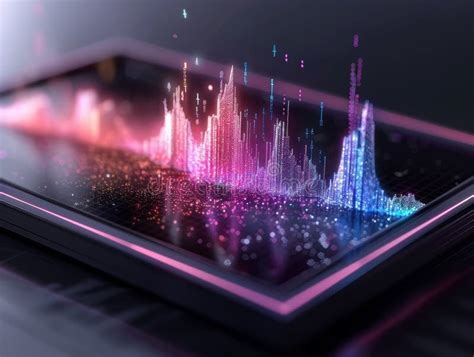 Abstract Digital Data Visualization On A Glowing Tablet Screen Stock