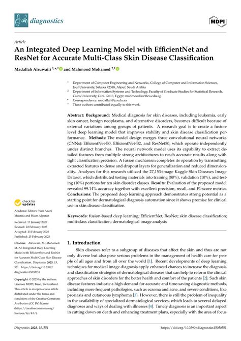 pdf an integrated deep learning model with efficientnet and resnet