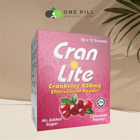 Cran Lite Cranberry 830mg Effervescent Powder Lemonade Flavour 5g X 12