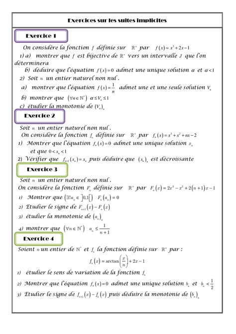 Suites numériques Exercices non corrigés 3 AlloSchool