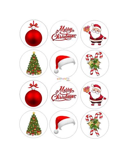 Christmas Edible Cupcake Topper 4cm Round Uncut Images Decoration