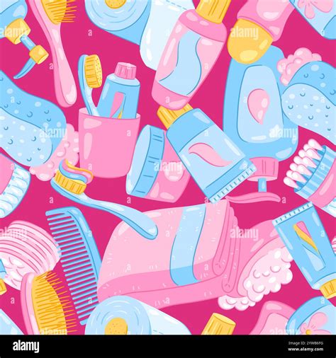 Pattern With Hygiene Objects Washing Beauty Body Care Personal