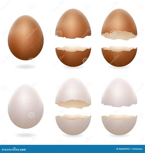 Broken Eggs Cracked Open Easter Eggshell Design 3d Realistic Icons Set