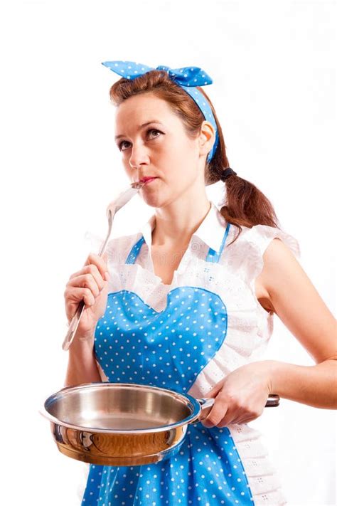 Fille Dans Un Tablier Bleu Image Stock Image Du Durée 66446137