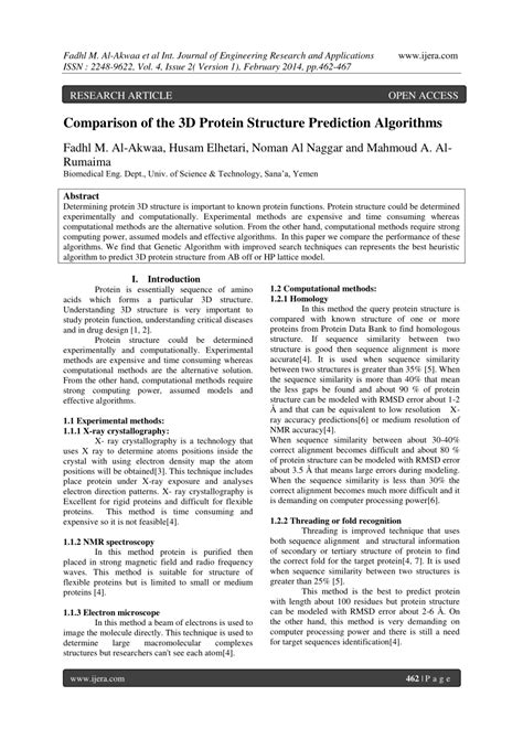 Pdf Comparison Of The 3d Protein Structure Prediction Algorithms