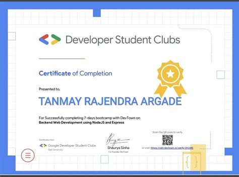 Tanmay Argade On Linkedin Leveling Up My Skills Certified In Nodejs