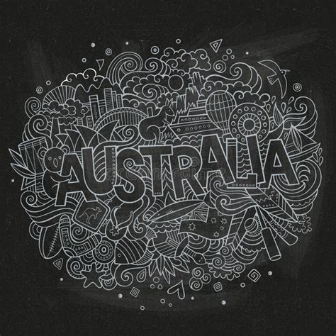 Australia Country Hand Lettering And Doodles Elements Stock Vector