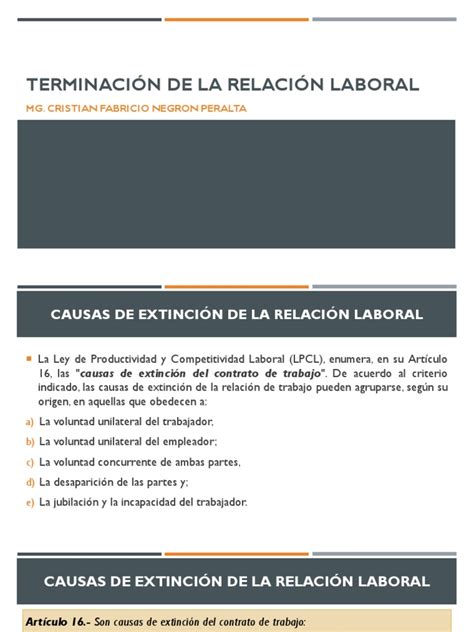 Terminación De La Relación Laboral Pdf
