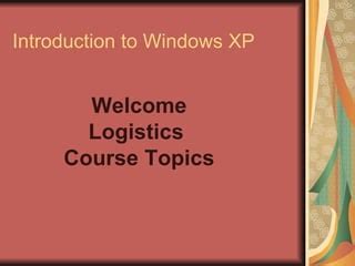 Introduction To Windows Xp Class PPT Operating Systems Computer Software And Applications
