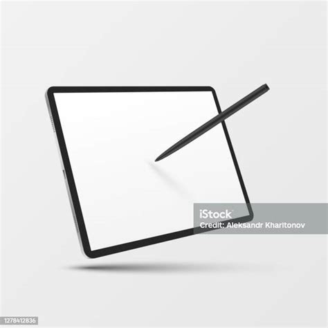 Komputer Tablet Dengan Stylus Layar Kosong Realistis Mock Up Perangkat