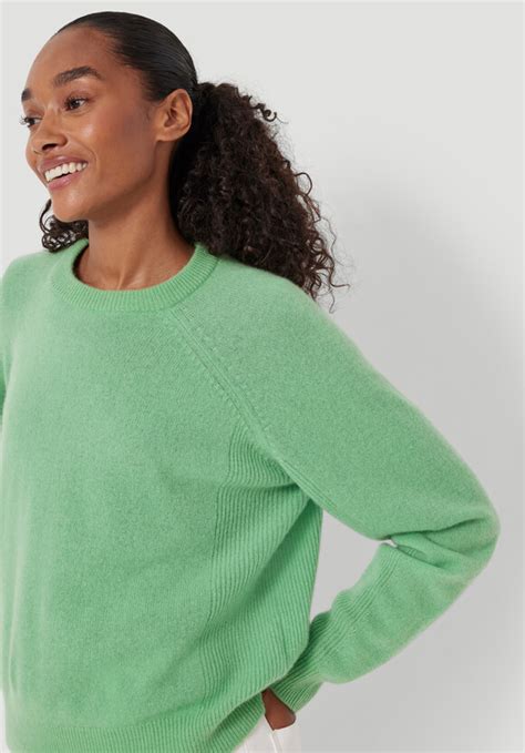 Jasmine Cashmere Rib Detail Jumper Apple Green Hush