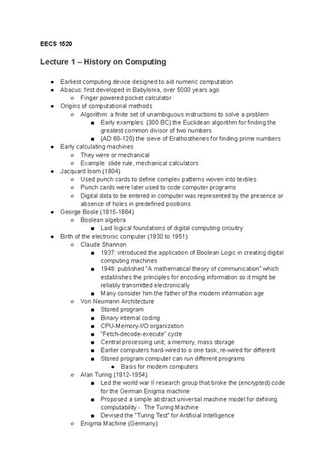 Eecs 1520 Yorku Eecs1520 Eecs 1520 Lecture 1 History On Computing