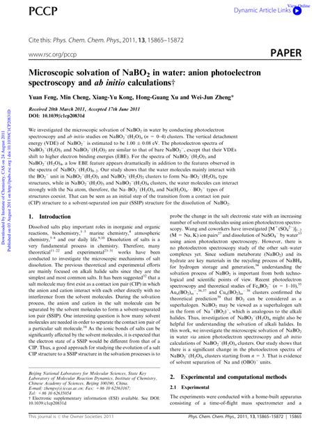Pdf Microscopic Solvation Of Nabo2 In Water Anion Photoelectron Spectroscopy And Ab Initio