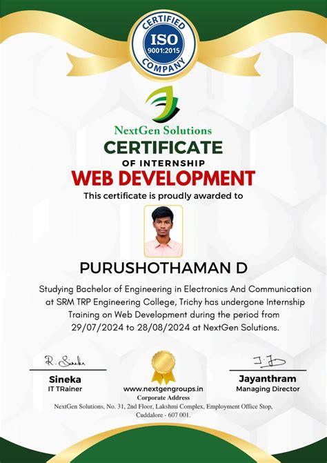 Purushothaman D On Linkedin Thrilled To Share My Internship Experience