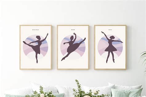 Pink Ballerina Wall Art Set Of 3 T For Ballerina Ballet Wall Art