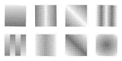 Set Of Square Shaped Halftone Dots Isolated On White Background Abstract Dot Squares Square