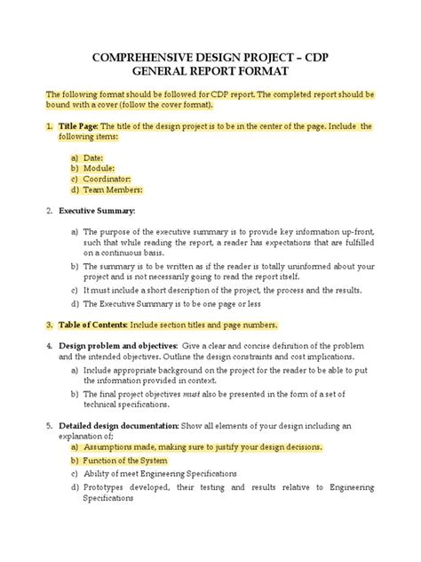 Cdp Report Format Pdf Design Specification Technical Standard