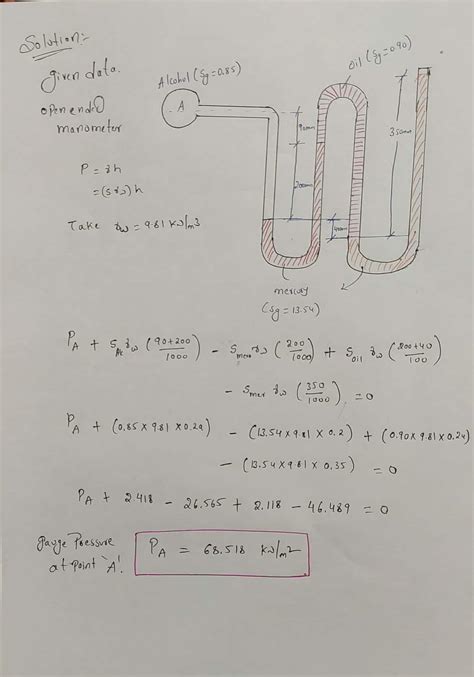 [solved] Problem 2 The Open Ended Manometer Shown Contains Oil Mercury Course Hero