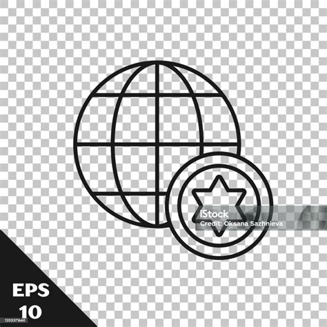 黑線世界環球和以色列圖示孤立在透明的背景 向量插圖向量圖形及更多中央部分圖片 中央部分 以色列 南方 Istock