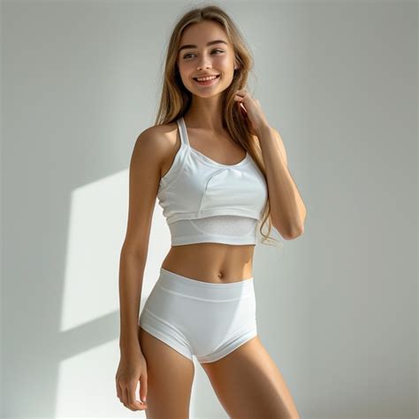 Premium Photo Arafed Woman In White Underwear Posing For A Picture Generative Ai