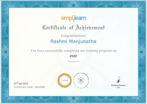 Rashmi Manjunatha On Linkedin Im Happy To Share That Ive Obtained A