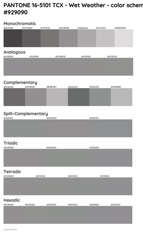 Pantone 16 5101 Tcx Wet Weather Color Palettes