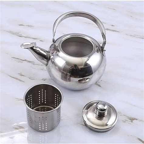 Jual Teko Set Saringan Stainless Stell Teko Bulat Teko Teh Kopi 1 6 L 1 2 L Shopee Indonesia