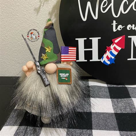 Gnomeland Security Barefoot Gnome Army Decor Tier Tray Military Decor