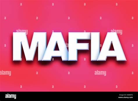 The Word Mafia Written In White 3D Letters On A Colorful Background