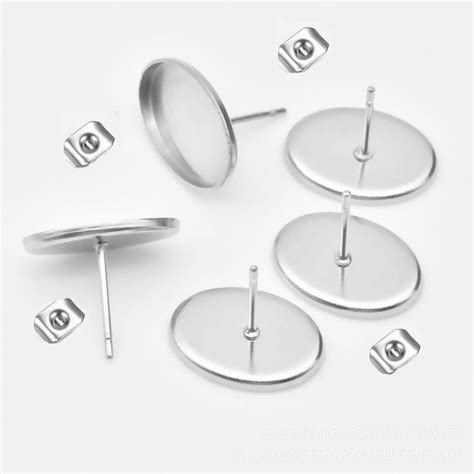 50pcs Surgical Stainless Steel Bezel Earring Studs Cabochon Etsy