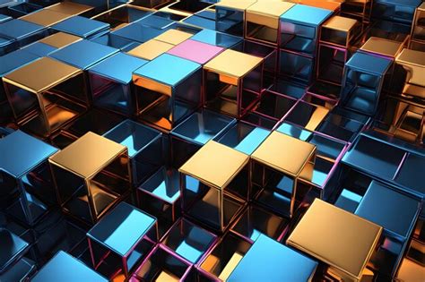 Premium Photo Abstract 3d Rendering Of Shiny Metallic Cubes