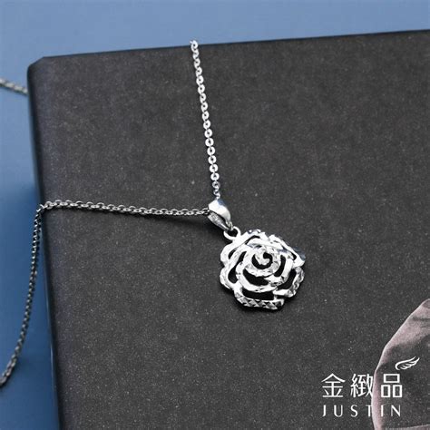 Justin金緻品 鉑金墜子 永生玫瑰