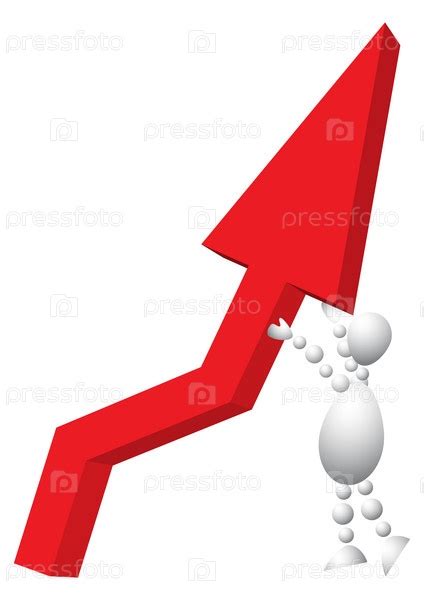 Фотография на тему Человечек поднимает красную стрелку Pressfoto