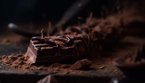 Premium Ai Image Indulgent Gourmet Dark Chocolate Bar With Cocoa
