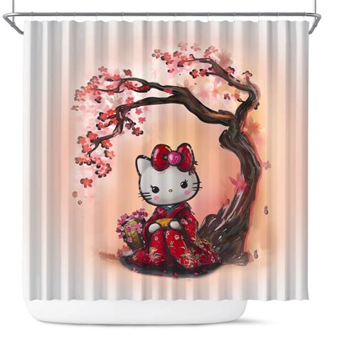 Hello Kitty Cherry Blossom Shower Curtain From Japan Animebape