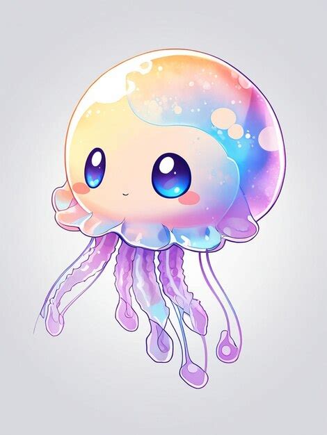 Cute Chibi Jellyfish Premium Ai Generated Image