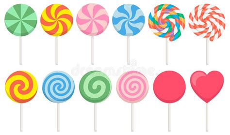 Set Of Colorful Lollipop Sweet Candies Vector Illustration Stock Vector Illustration Of Fruit
