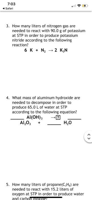 Solved 7 03 Safari Unit Stoichiometry Multi Step