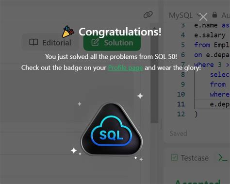 Completed Mysql Top 50 Questions From Leetcode Monica Rathi Posted On