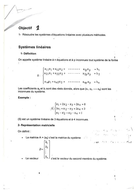 SOLUTION Systeme Lineaire Et Matrice Math Studypool