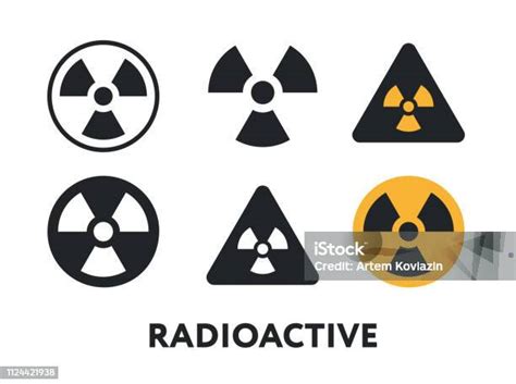 Tanda Peringatan Radioaktif Bahaya Radiasi Nuklir Ikon Stroke Vektor