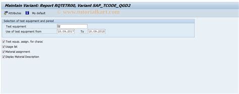 oqiy sap tcode test equipment tracking