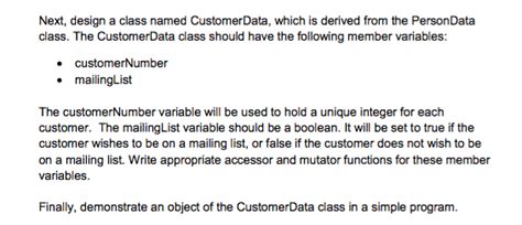 Solved Persondata And Customer Data Design A Class Named Chegg