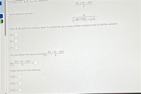 Solved Let F X 4 3x2 ﻿then The Expressionf X H F X Hcan