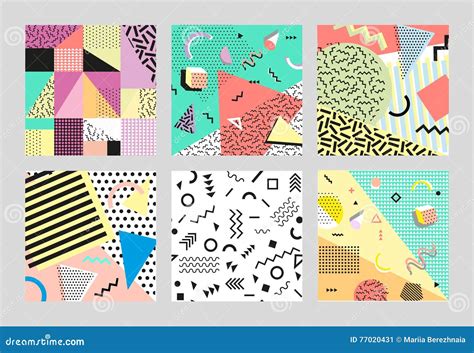 Trendy Geometric Vector Patterns Set Textured Abstract Cube Mesh Yellow Background Technical