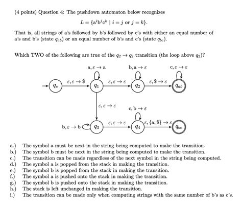 Solved Points Question The Pushdown Automaton Below Chegg