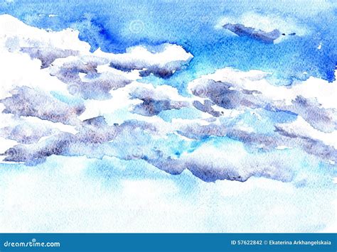 Nubes Del Dibujo De La Acuarela Stock De Ilustración Ilustración De