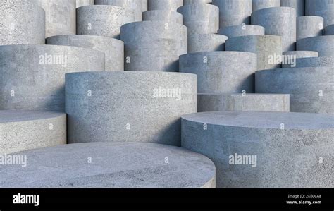 3d Cylinder Concrete Podium Concrete Stage For Product Display 3d
